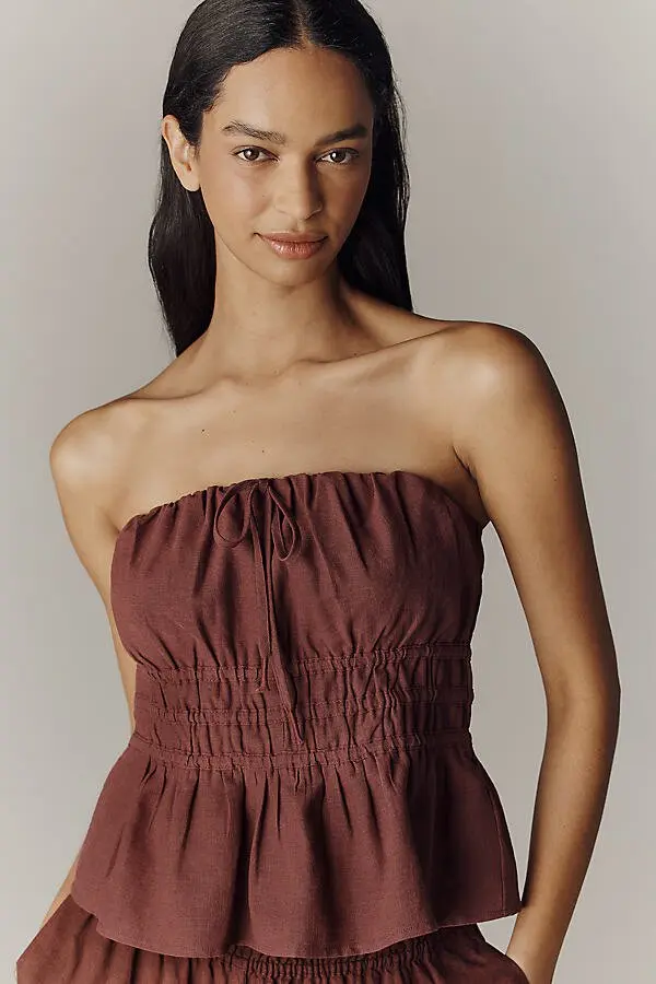 THE SOMERSET COLLECTION BY ANTHROPOLOGIE The Somerset Collection Strapless Blouse - Dark Brown