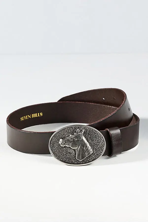 SEVEN HILLS Portola Horse Buckle Belt - Dark Brown
