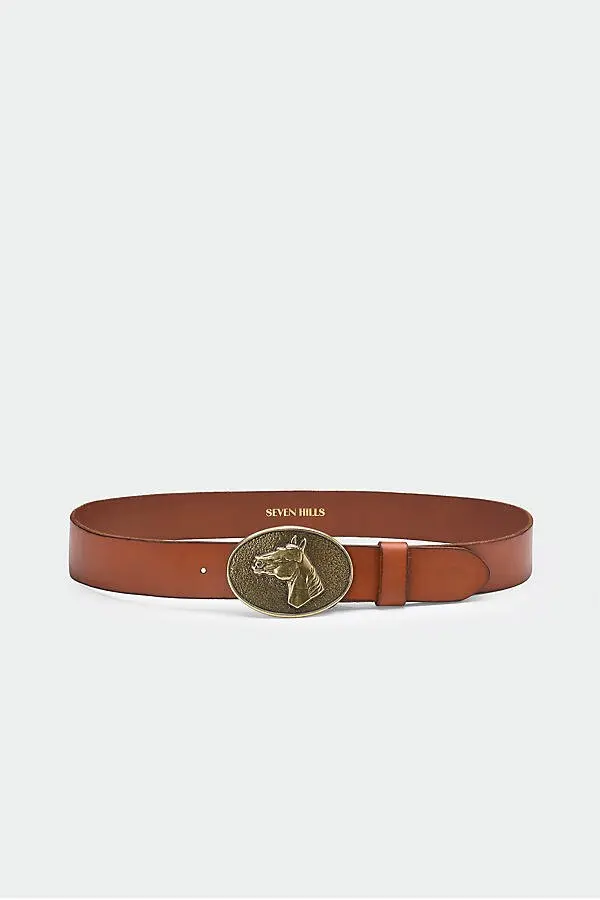SEVEN HILLS Portola Horse Buckle Belt - Tan
