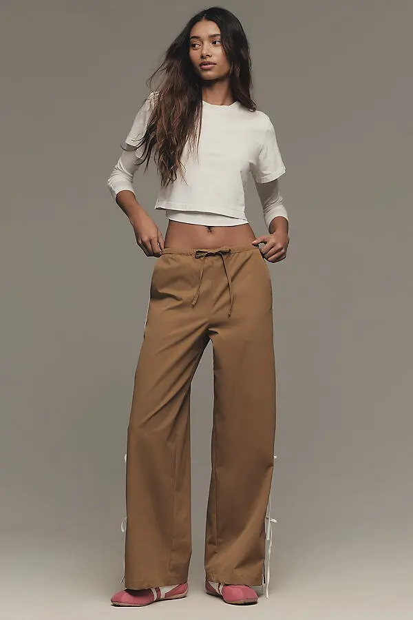 Avec Les Filles Tie Track Pants - Camel