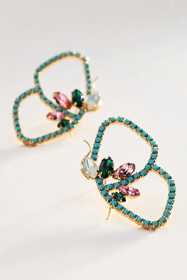 THE PINK REEF Flight Rhinestone Earrings - Blue Pattern