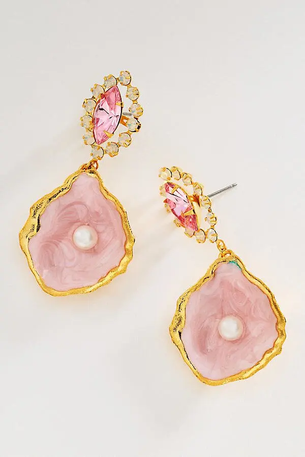 THE PINK REEF Oyster Earrings - Pink