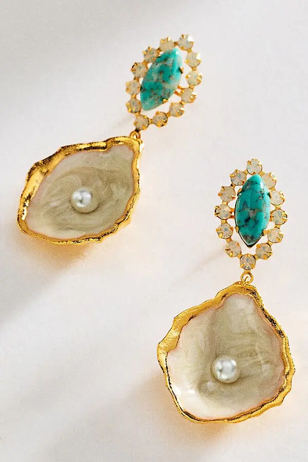 THE PINK REEF Oyster Earrings - Turquoise