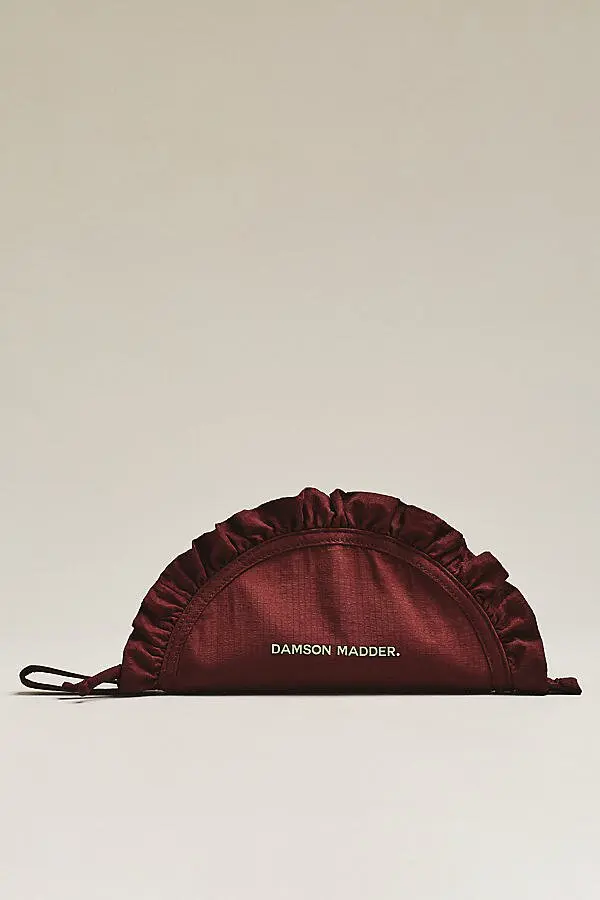 DAMSON MADDER Ruffle Half Moon Makeup Bag - Chocolate