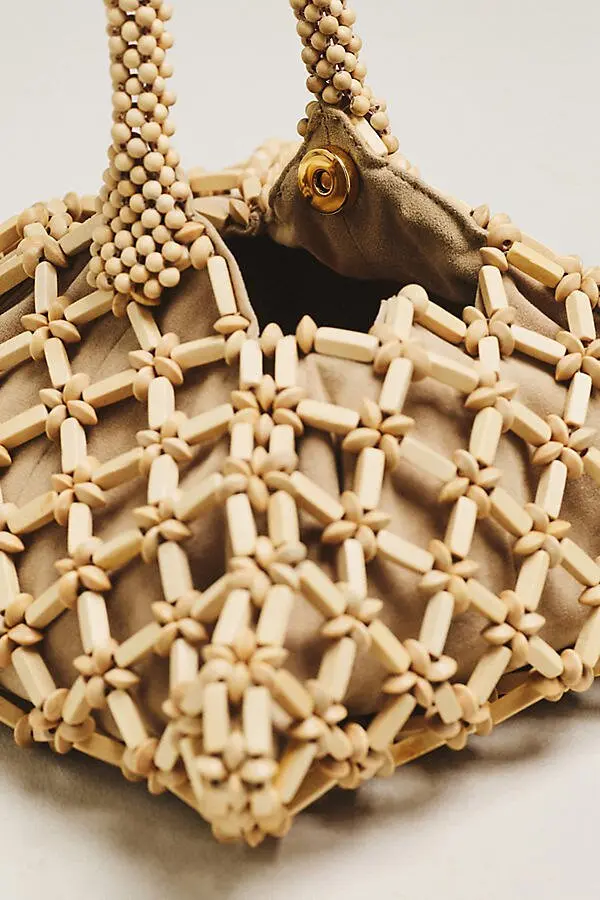ARANAZ Fortuna Wood Beaded Handbag
