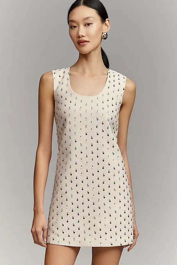 MAUDE CLUB Cotton Linen Jardin Sleeveless Mini Dress - Ivory