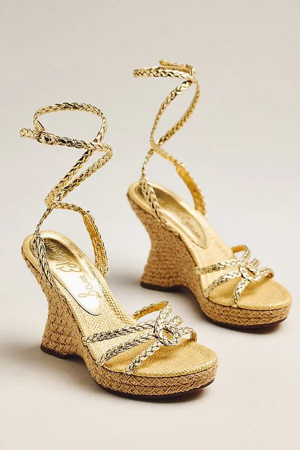 Sam Edelman Platform Espadrille Strappy Heels - Amber Gold