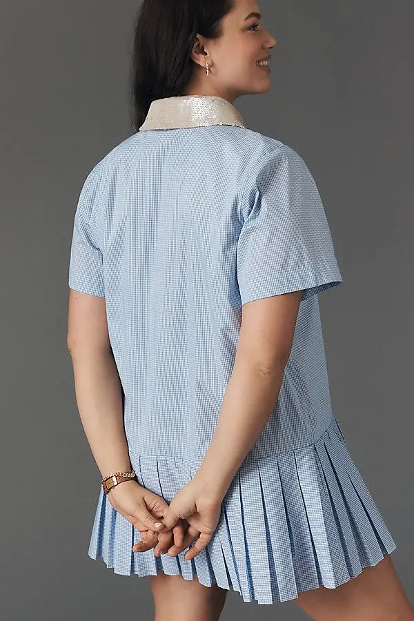 Anthropologie Maude Club Dalton Pleated Mini Shirtdress