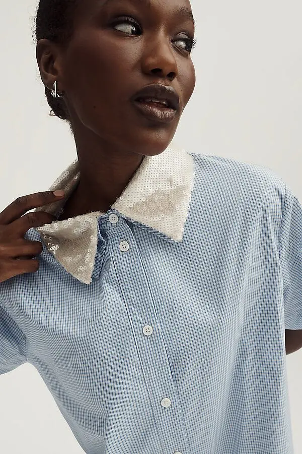 Anthropologie Maude Club Dalton Pleated Mini Shirtdress