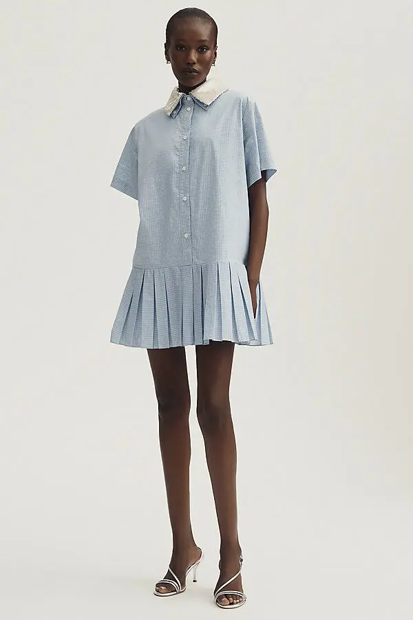 Anthropologie Maude Club Dalton Pleated Mini Shirtdress