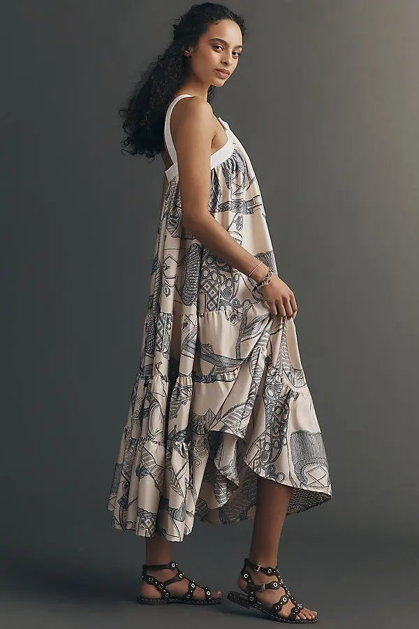 MAUDE CLUB Bobbi Halter Bow Maxi Dress