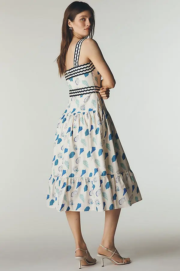 MAUDE CLUB Cotton Belted Midi Dress