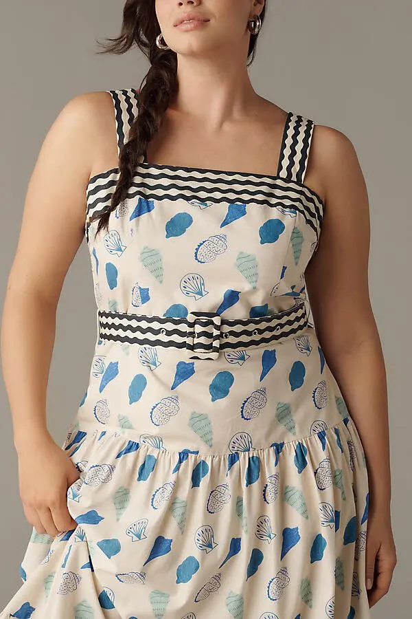 MAUDE CLUB Cotton Belted Midi Dress