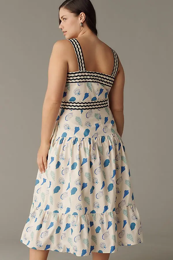 MAUDE CLUB Cotton Belted Midi Dress