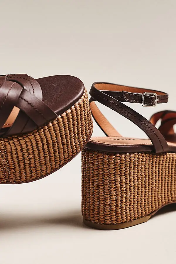 BIBI LOU Raffia Platform Heel Sandals