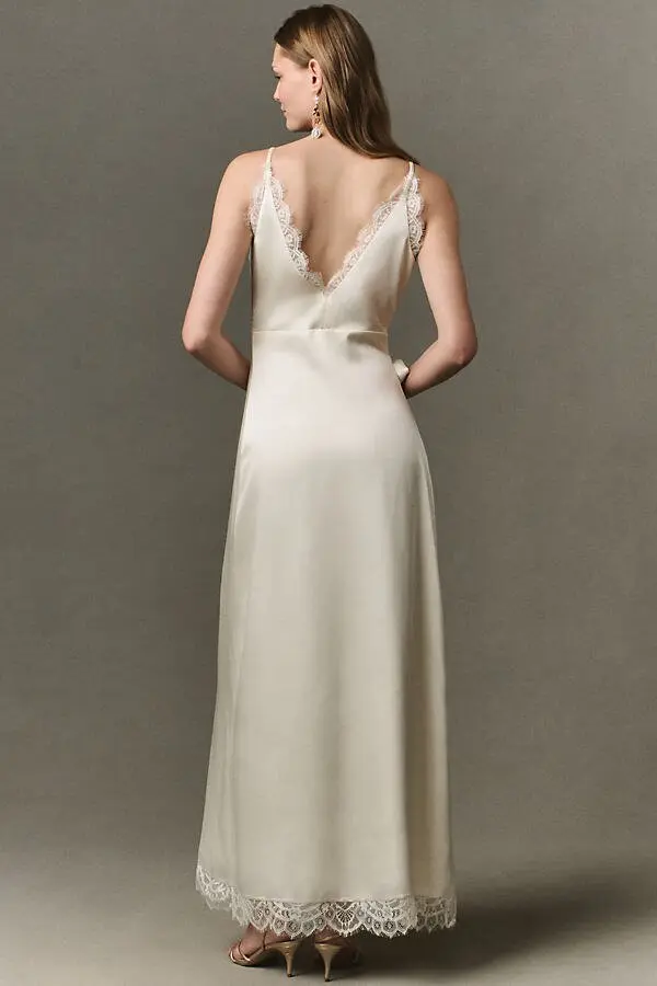 MARE MARE Lace Asymmetric Slip Maxi Dress