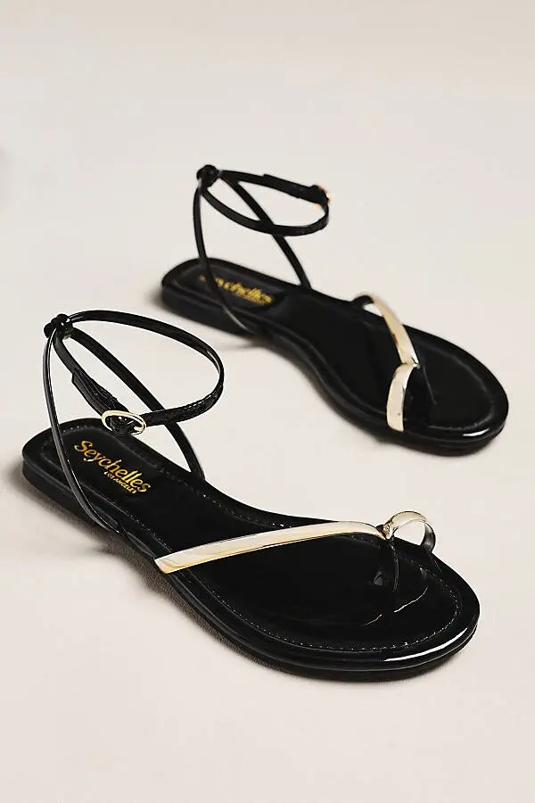 Seychelles Ankle Strap Sandals - Black Patent