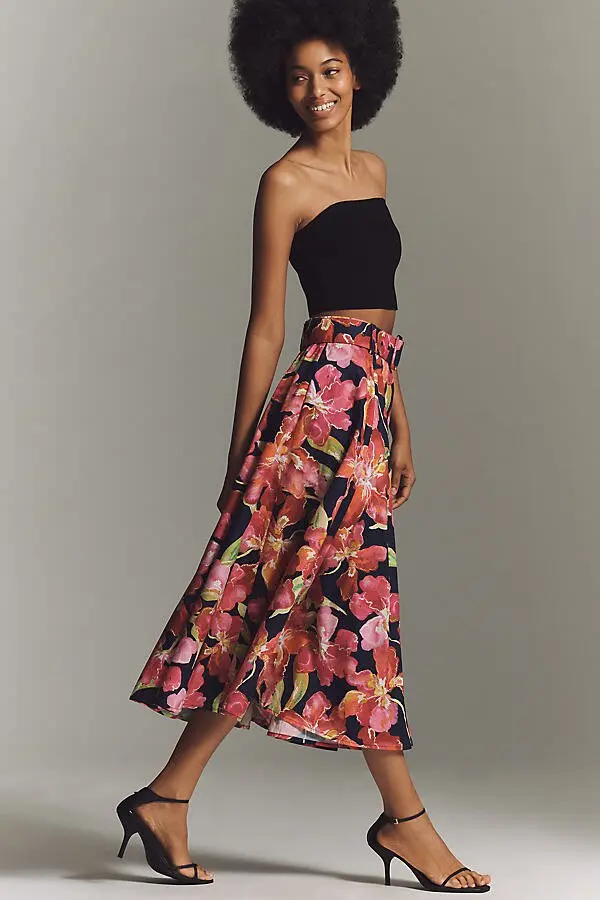 HUTCH Belted Midi Skirt - Multi Floral