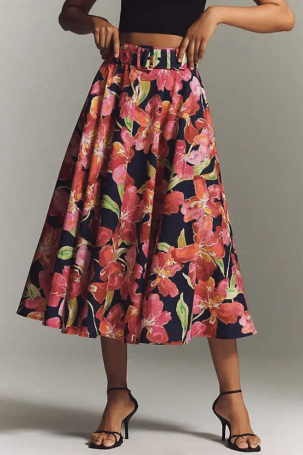 HUTCH Belted Midi Skirt