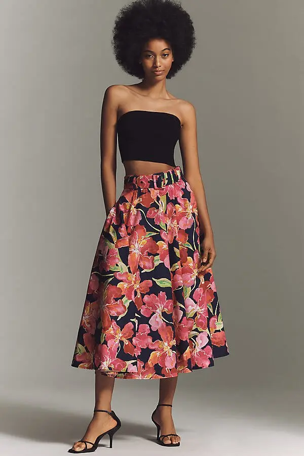HUTCH Belted Midi Skirt