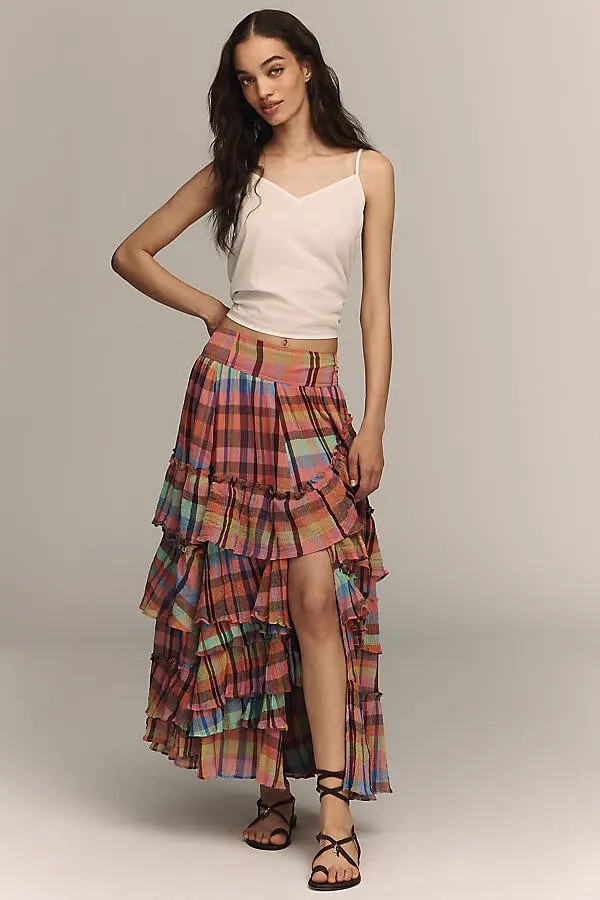 PILCRO Festival Maxi Skirt - Rainbow Plaid