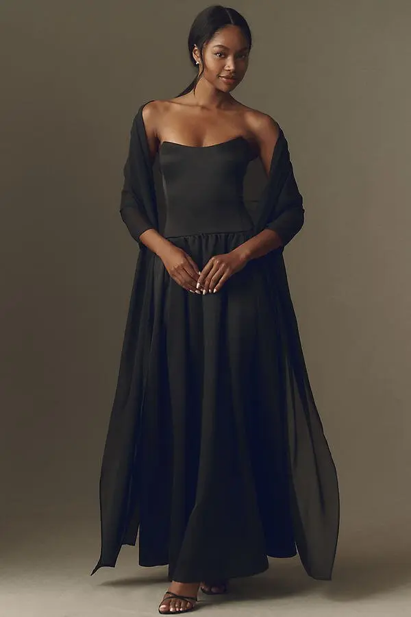 MARE MARE Sheer Draped Pashma Wrap - Black