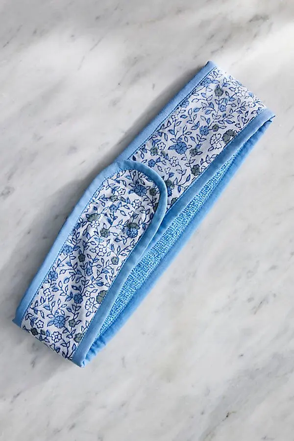 LALAA KANANI Block Print Floral Spa Headband - Light Blue