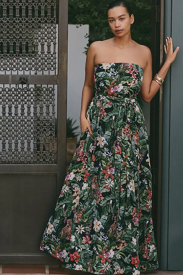 Show Me Your Mumu Tinsley Plus Strapless Maxi Dress - Jungle Mirage