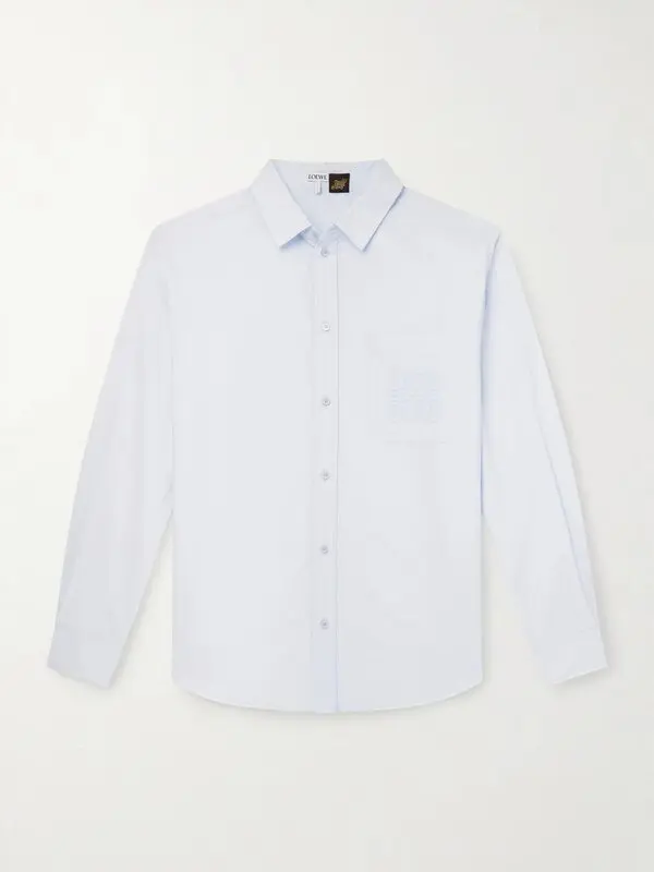 Loewe Paula's Ibiza Logo-embroidered Cotton-blend Shirt - Blue