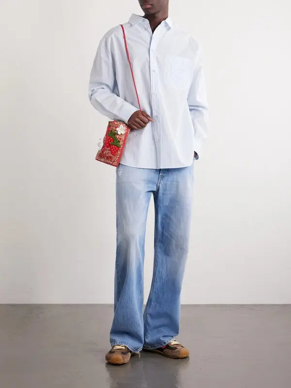 Loewe Paula's Ibiza Logo-embroidered Cotton-blend Shirt