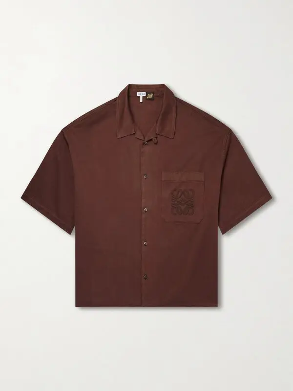 Loewe Paula's Ibiza Logo-embroidered Cotton Shirt - Brown