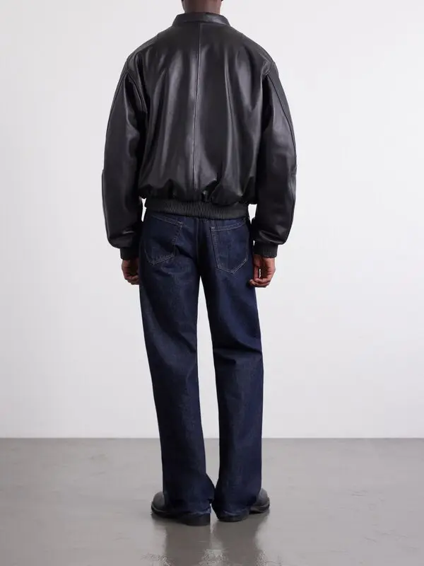 424 Leather Bomber Jacket - Black