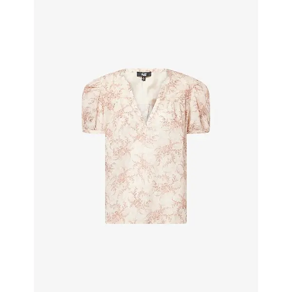 Paige Floral Cotton V-neck Top