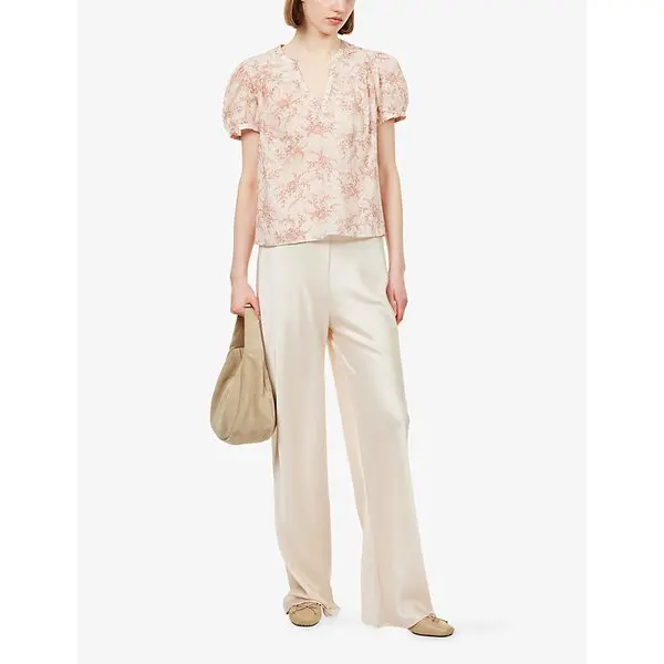 Paige Floral Cotton V-neck Top