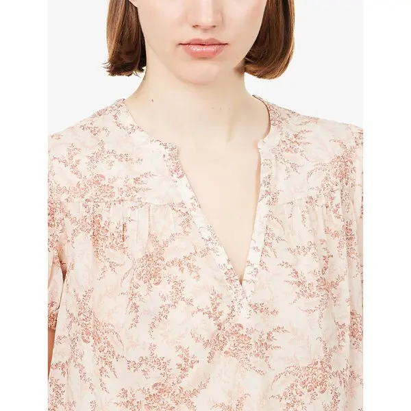 Paige Floral Cotton V-neck Top