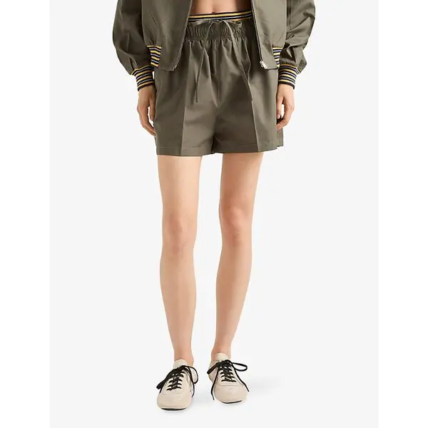 Prada Cotton Poplin Shorts With Enamelled Triangle Logo - Green