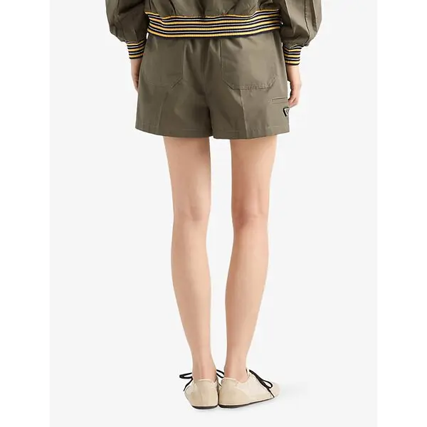 Prada Cotton Poplin Shorts With Enamelled Triangle Logo - Green