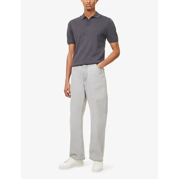 NOBL Drayo Open-neck Knitted Polo Top