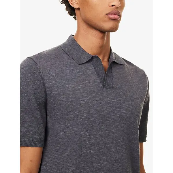 NOBL Drayo Open-neck Knitted Polo Top