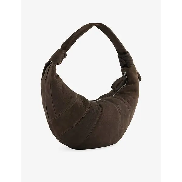 LEMAIRE Fortune Croissant Suede Shoulder Bag - Ebony Brown