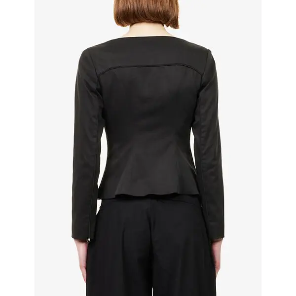 PEACHY DEN Bardot Boat-neck Woven Top