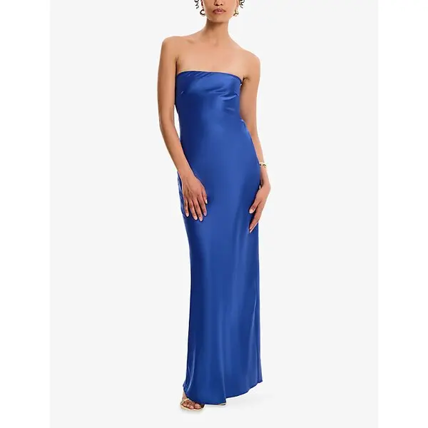 OMNES Amdra Strapless Satin Maxi Dress - Cobalt