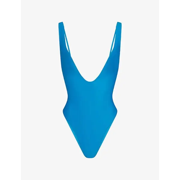 SKIMS Signature Swim Plunge One-piece - Cerulean