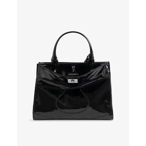 Zadig&Voltaire Jack Branded Patent-leather Handbag - Black