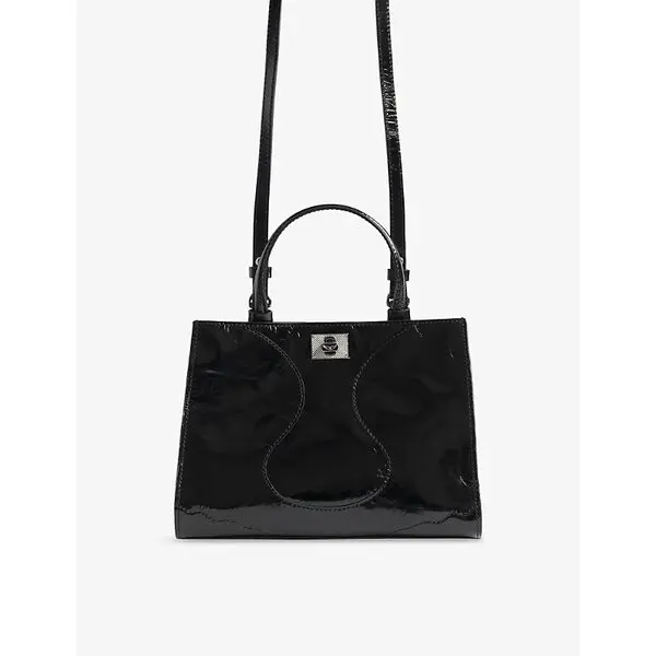 Zadig&Voltaire Jack Branded Patent-leather Handbag - Black