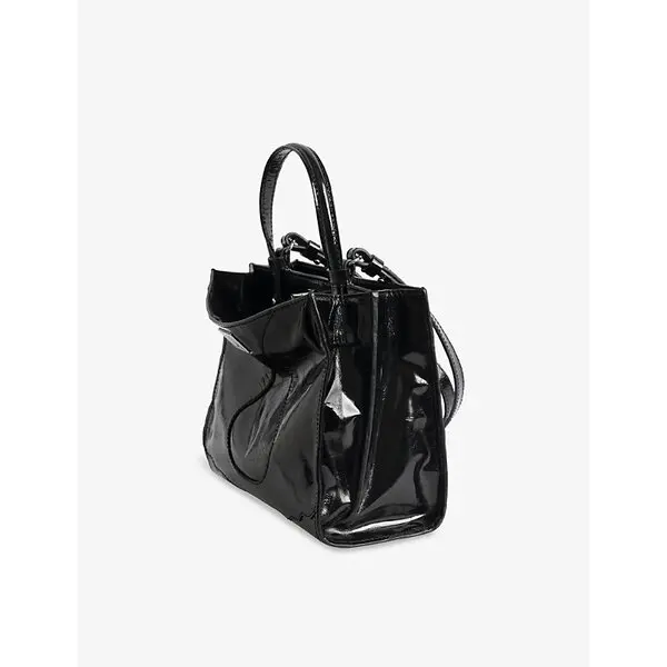 Zadig&Voltaire Jack Branded Patent-leather Handbag - Black