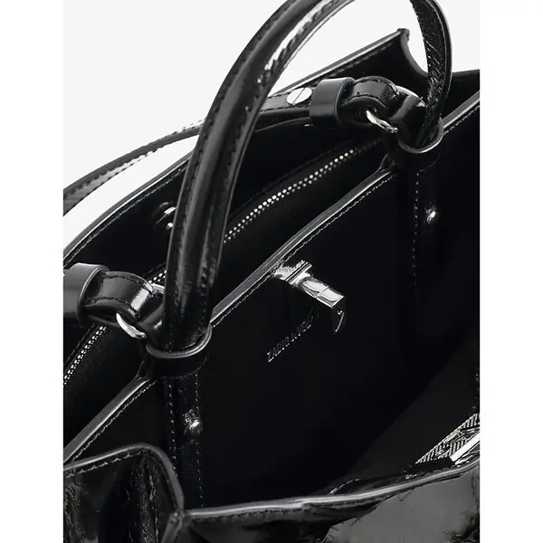 Zadig&Voltaire Jack Branded Patent-leather Handbag - Black