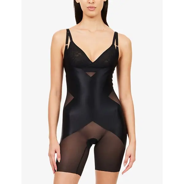 Spanx Shape™ Satin-x™ Open-bust Mid-thigh Bodysuit