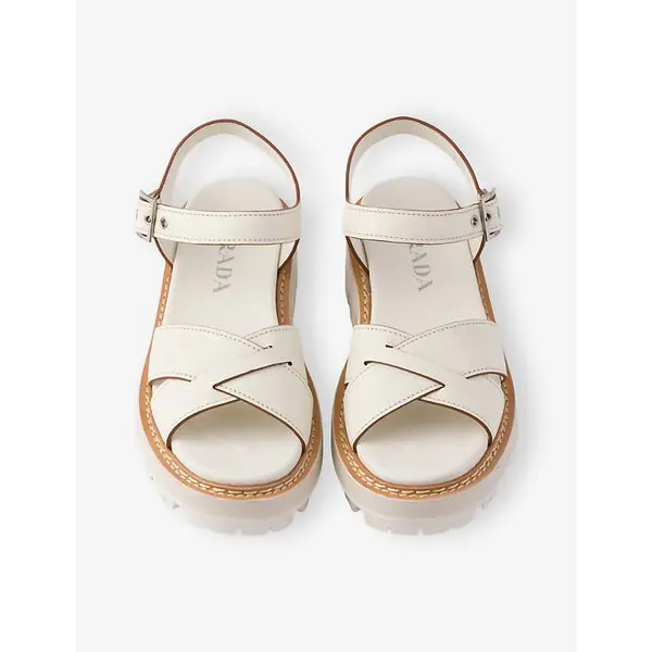 Prada Tread-sole Leather Sandals - Neutral