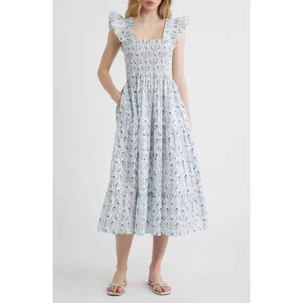 Hill House Home The Ellie Nap Dress - Blue Vine Stripe